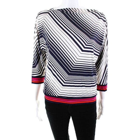 Trina Turk | Tops | Trina Turk Womens Striped Colorblock Round Neck ...